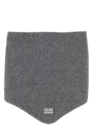 Miu Miu Grey Wool Blend Scarf - Gray