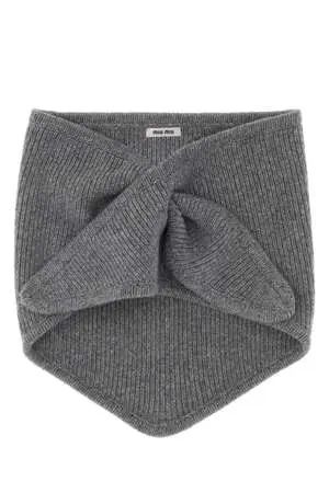 Miu Miu Grey Wool Blend Scarf - Gray