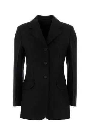JIL SANDER Wool Blend Blazer - Black