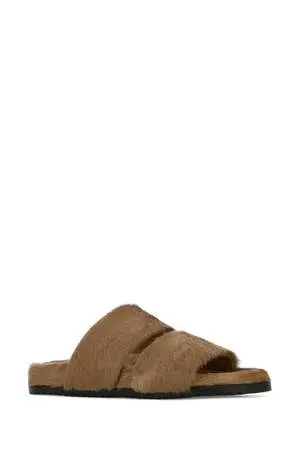 Dolce & Gabbana Camel Calf Hair Dg Casual Slippers - Brown