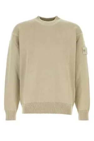 Stone Island Beige Cotton Blend Sweater - Brown
