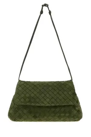 Bottega Veneta Bottle Suede Giorno Shoulder Bag - Green