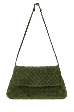 Bottega Veneta Bottle Suede Giorno Shoulder Bag - Green