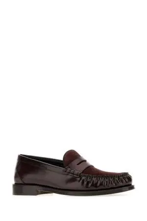 Brunello Cucinelli Burgundy Leather And Suede Loafers