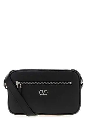 Valentino Garavani Leather Vlogo Signature Crossbody Bag - Black