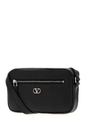 Valentino Garavani Leather Vlogo Signature Crossbody Bag - Black