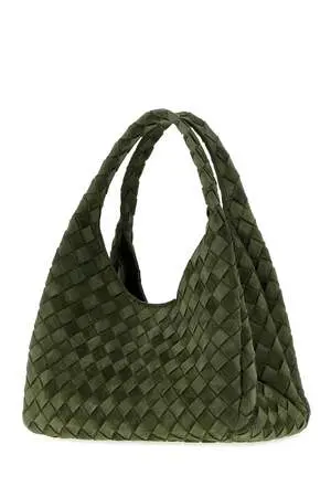 Bottega Veneta Suede Campana Shoulder Bag - Green