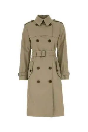 Burberry Khaki Gabardine Trench Coat - Green