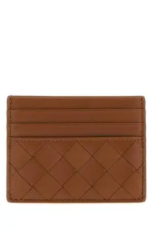 Bottega Veneta Nappa Leather Intrecciato Card Holder - Brown