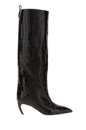 Attico Dark Leather Lea Boots - Brown