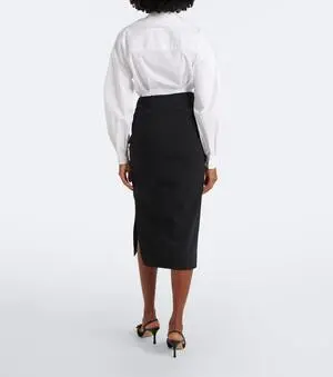 Carolina Herrera Floral Appliqué Wool-blend Midi Skirt