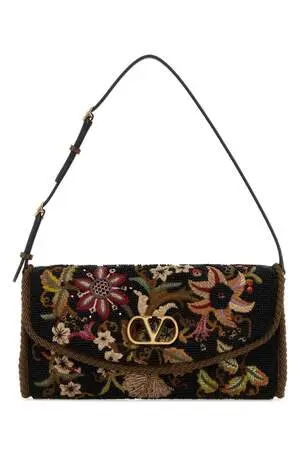 Valentino Garavani Embellished Fabric Vlogo Signature Shoulder Bag - Multicolor
