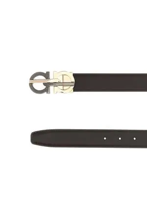 FERRAGAMO Chocolate Leather Reversible Belt