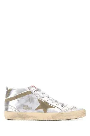 GOLDEN GOOSE Leather Mid Star Sneakers - Silver
