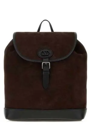 Valentino Garavani Dark Suede Vlogo Signature Backpack - Brown
