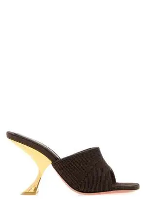 Amina Muaddi Fabric Taylor Mules - Brown