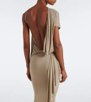Rick Owens Lilies Tungsten Draped Open-back Jersey Top