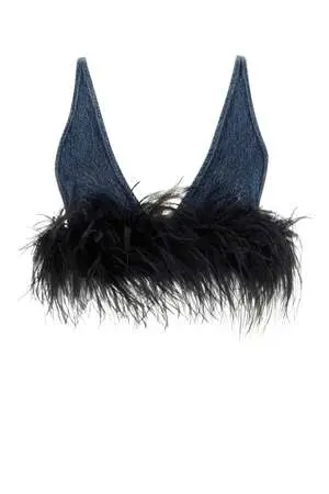 Miu Miu Embroidered Poplin Top - Blue