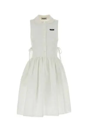 Miu Miu Cotton Blend Mini Dress - White