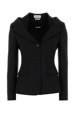 Alexander McQueen Alexander Mcqueen Women Black Grain De Poudre Blazer Black