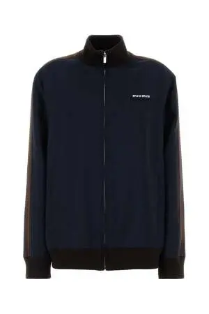 Miu Miu Navy Mohair Blend Sweatshirt - Blue