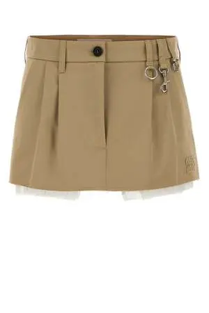 Miu Miu Beige Cotton Mini Skirt - Brown