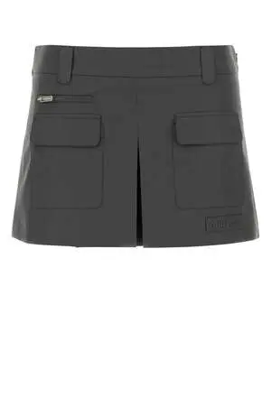 Miu Miu Charcoal Poplin Mini Skirt