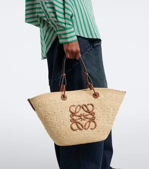Loewe Anagram Medium Leather-trimmed Basket Bag