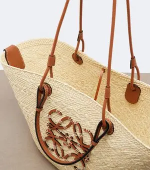 Loewe Leather-trimmed Woven Basket Bag