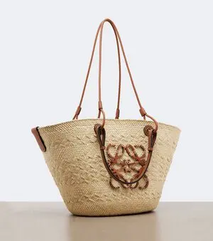 Loewe Leather-trimmed Woven Basket Bag