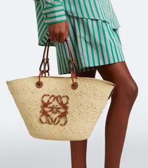 Loewe Leather-trimmed Woven Basket Bag