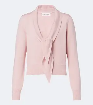 Oscar De La Renta Tie-neck Virgin Wool Cardigan - Pink