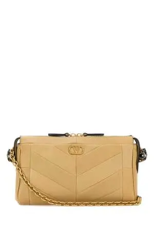 Valentino Garavani Beige Nappa Leather Panthea Crossbody Bag - Brown
