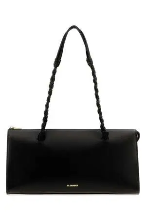 JIL SANDER Leather Tangle Tent Shoulder Bag - Black