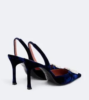 Amina Muaddi Camelia Crystal-embellished Slingback Pumps