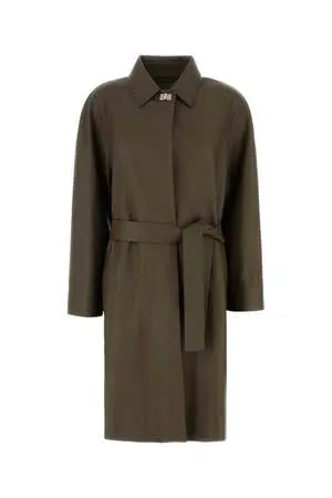 Fendi Mud Leather Coat - Brown