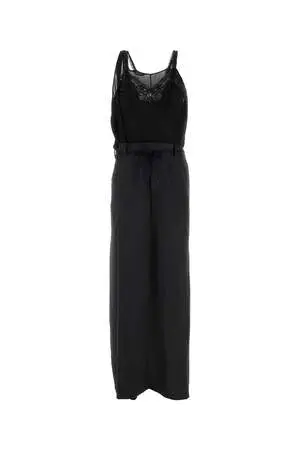 Balenciaga Georgette And Jersey Patched Slip Dress - Black