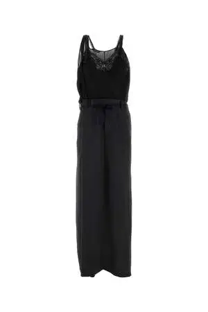 Balenciaga Georgette And Jersey Dress - Black