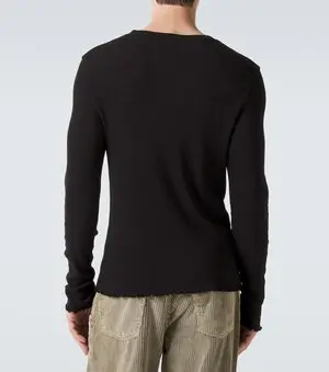 Our Legacy Elongated Ribbed-knit Cotton-blend Top - Black
