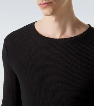 Our Legacy Elongated Ribbed-knit Cotton-blend Top - Black