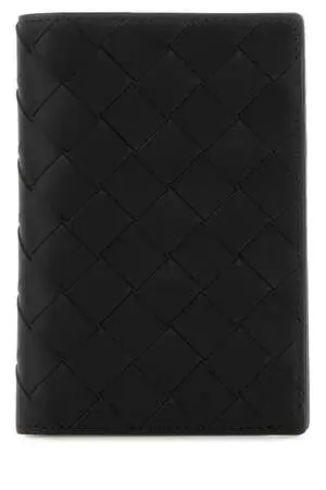 Bottega Veneta Leather Passport Holder - Black