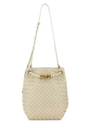 Bottega Veneta Ivory Leather Small Andiamo Bucket Bag - White