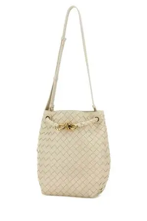 Bottega Veneta Intreccio Leather Bucket Bag - White