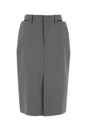 JIL SANDER Grey Wool Skirt - Gray