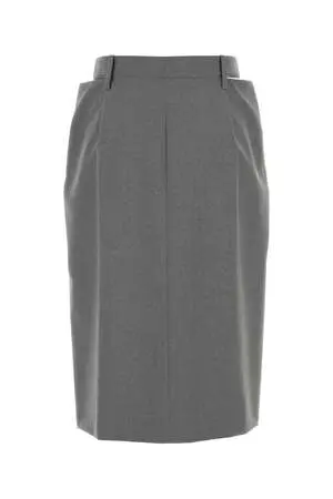 JIL SANDER Grey Wool Skirt