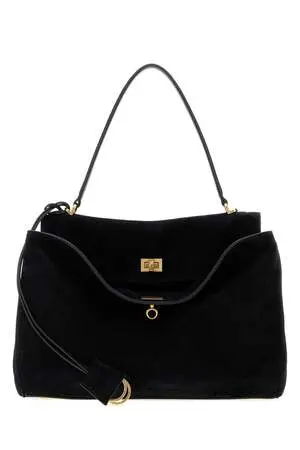 Balenciaga Suede Medium Rodeo Handbag - Black