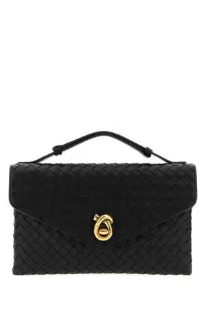Bottega Veneta Leather Knot Lock Handbag - Black