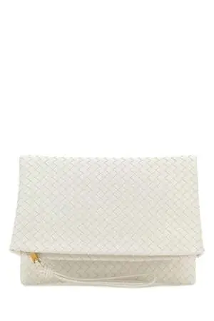 Bottega Veneta Leather Giornale Clutch - White