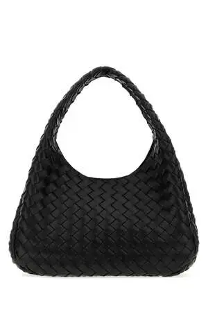 Bottega Veneta Leather Campana Shoulder Bag Black