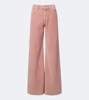 7 For All Mankind Lotta Cotton Corduroy Wide-leg Pants - Pink